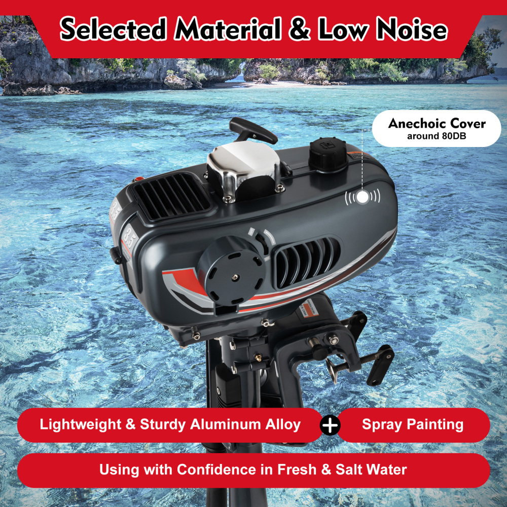 HANGKAI Outboard Trolling Motor 2 Stroke 3.5HP Inflatable Shaft Fishing ...