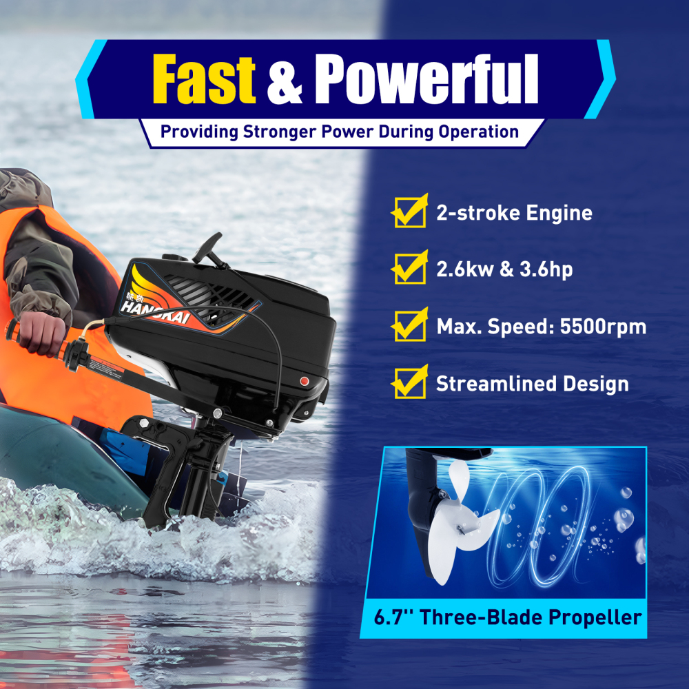 HANGKAI 3.6HP 2 Stroke Outboard Motor Inflatable Fishing Boat Engine Motor Water Cooling ...